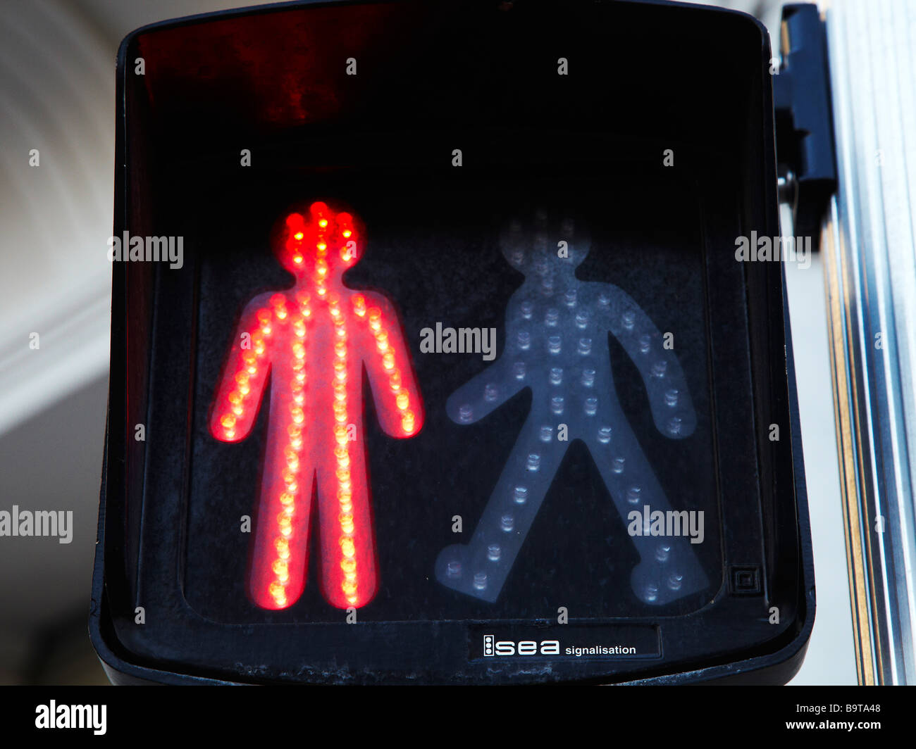pedestrian crossing, red stop sign Stock Photo - Alamy