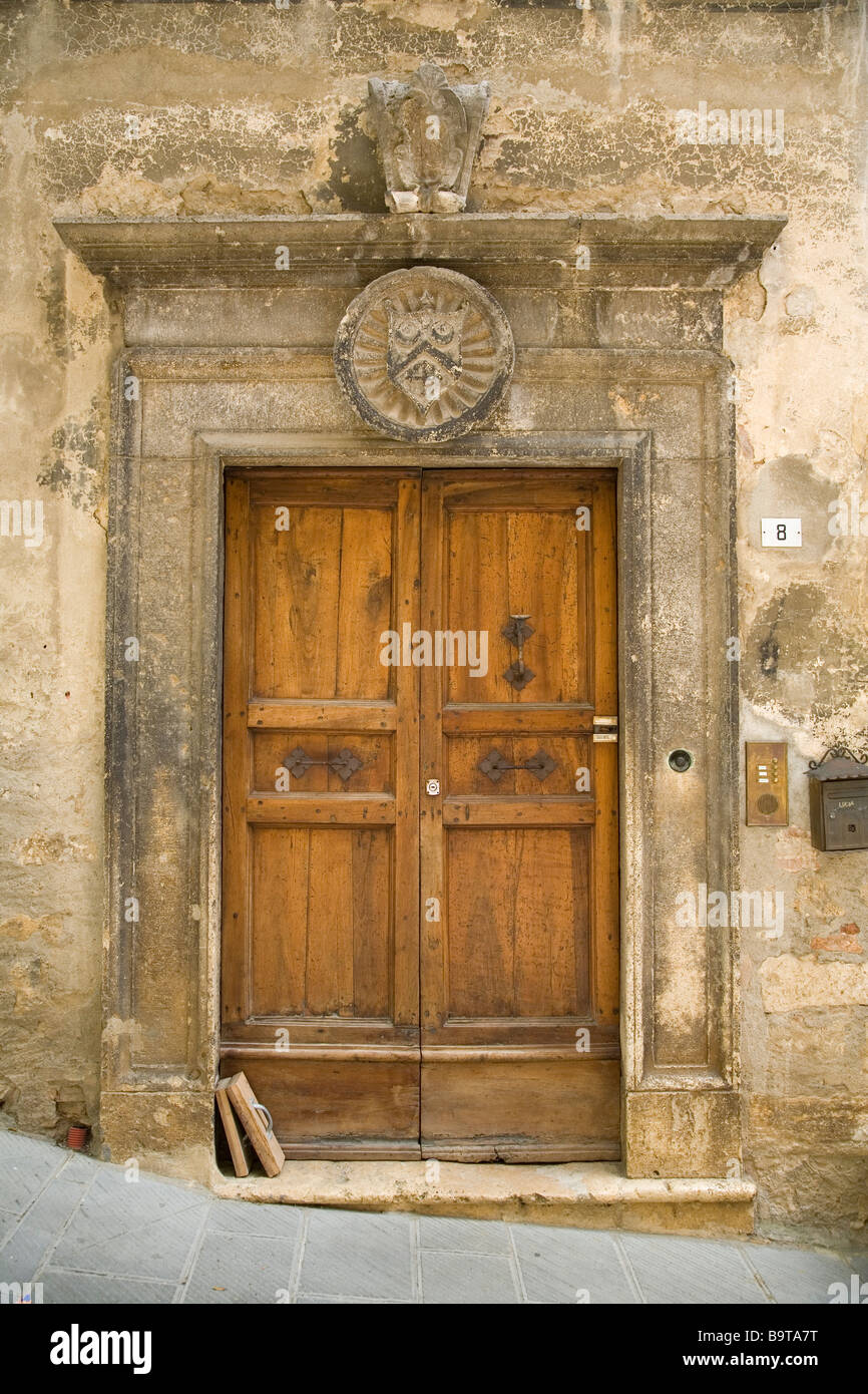 Rectangular wooden door in Sarteano Stock Photo - Alamy