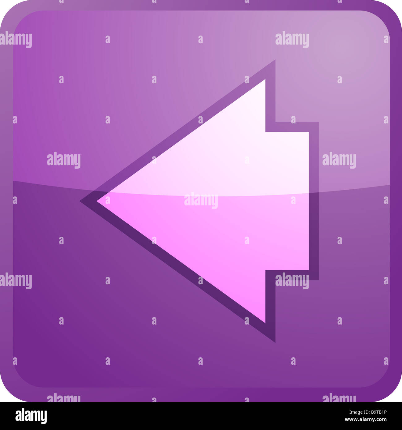 Back navigation icon glossy button square shape Stock Photo - Alamy