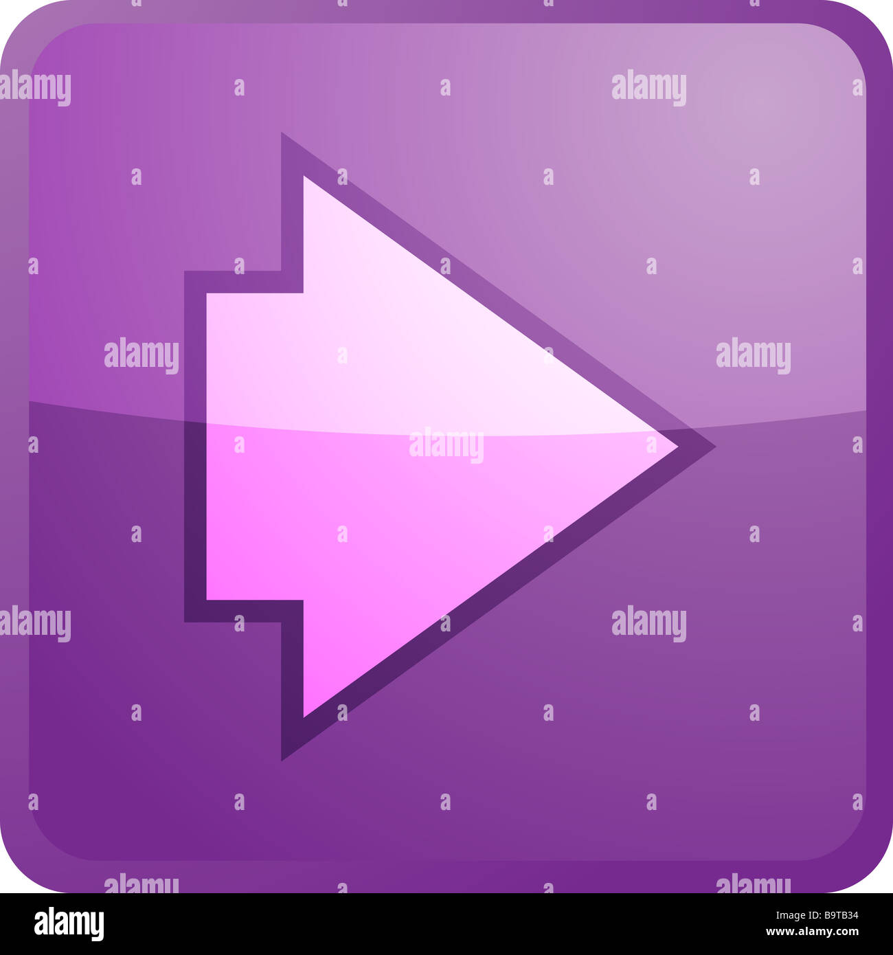 Forward navigation icon glossy button square shape Stock Photo - Alamy
