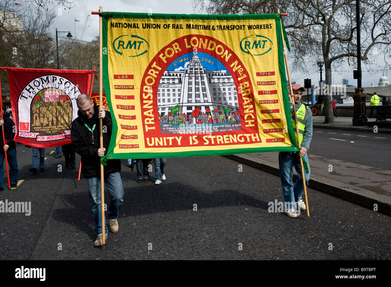 Members of the RMT protesting at a peace demonstration Stock Photo - Alamy