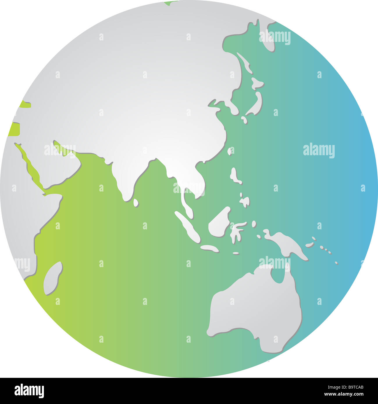 Globe map illustration of the Asia Pacific Stock Photo - Alamy
