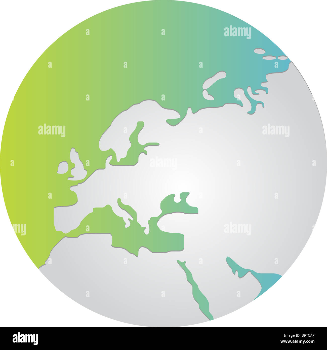 Globe map illustration of Europe continent countries Stock Photo - Alamy