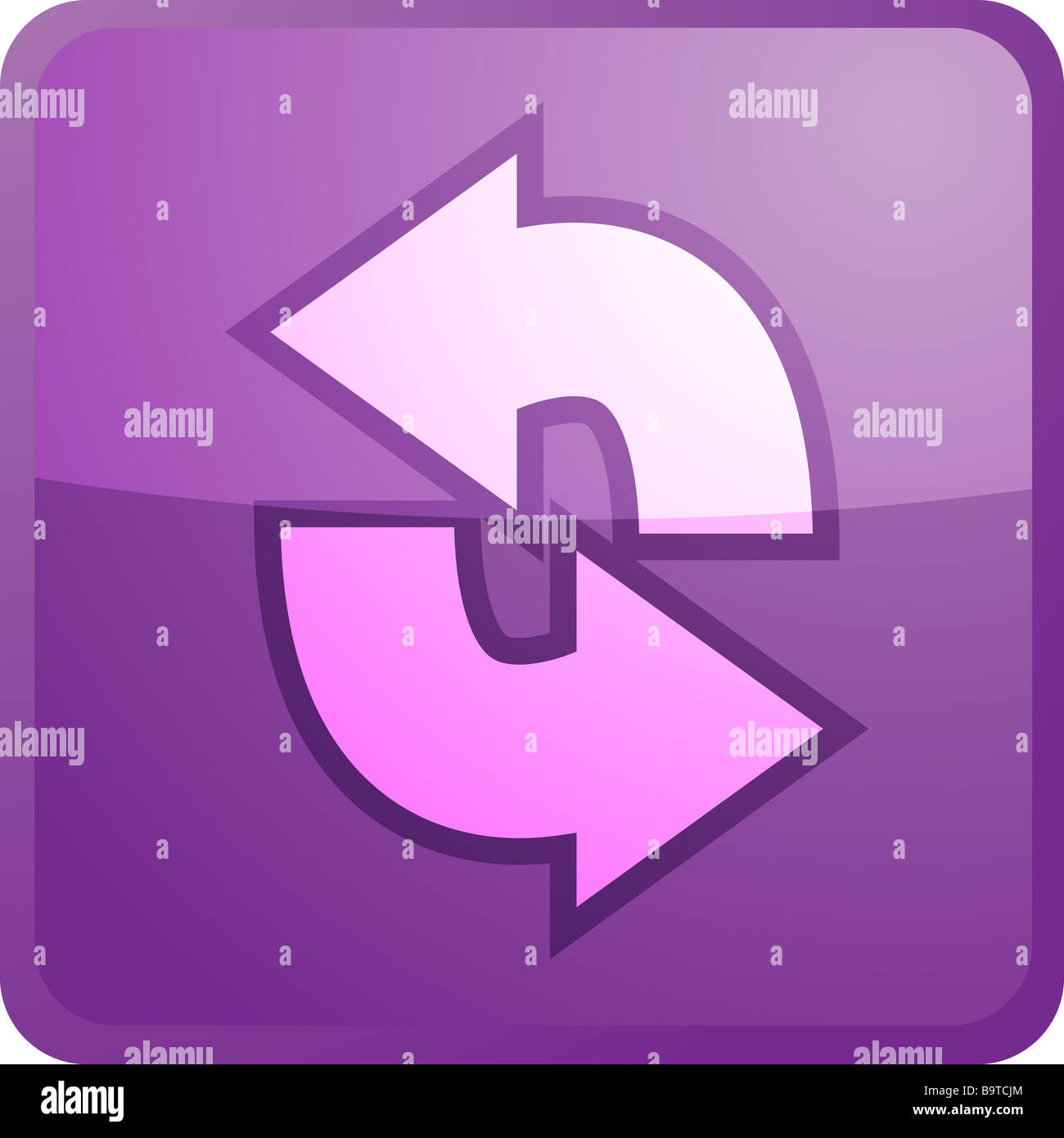 Reload navigation icon glossy button square shape Stock Photo - Alamy