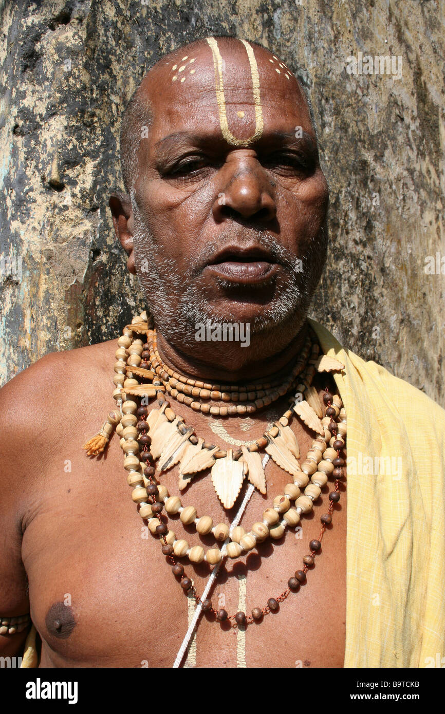 Portrait of Male Indian Sadhu with Face Paint Wearing Bead Necklaces ...