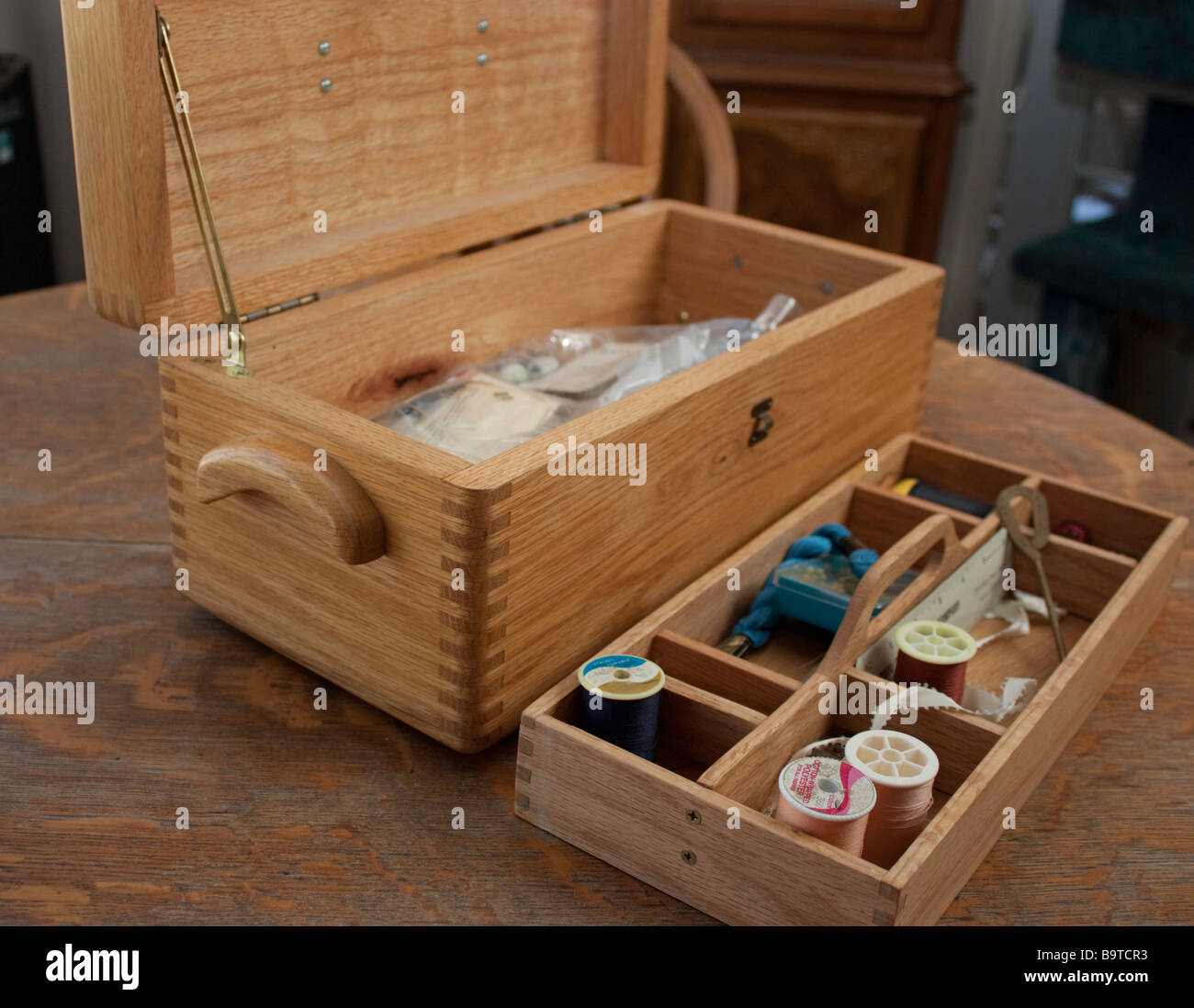 A sewing box made of Red Oak Stock Photo - Alamy