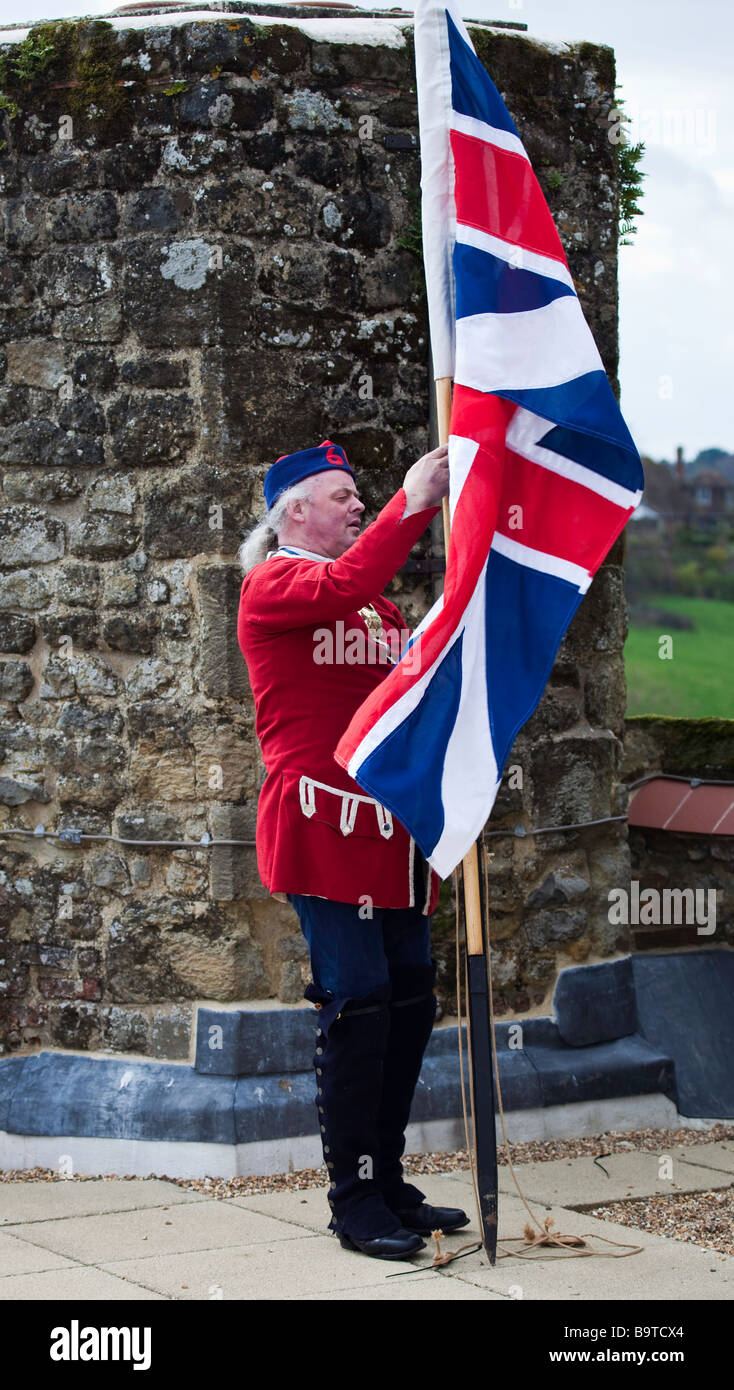 New France Old England Re-enactors NFOE Soldier Striking the Union Flag ...