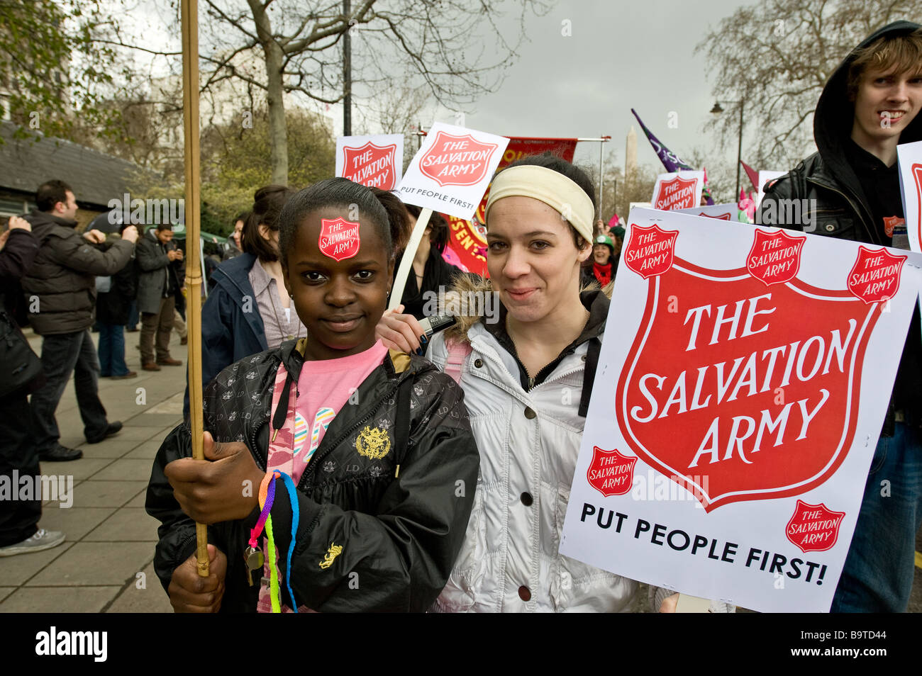 Two young females demonstrating at a peace demonstration Stock Photo ...