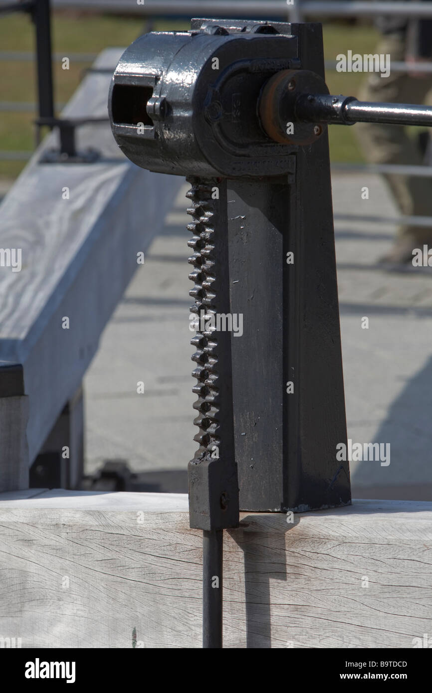Teeth of gate paddle mechanism Stock Photo - Alamy