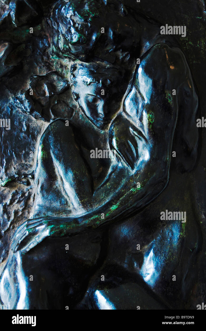sculpture Rodin relief statue bronze gentle embrace Stock Photo - Alamy