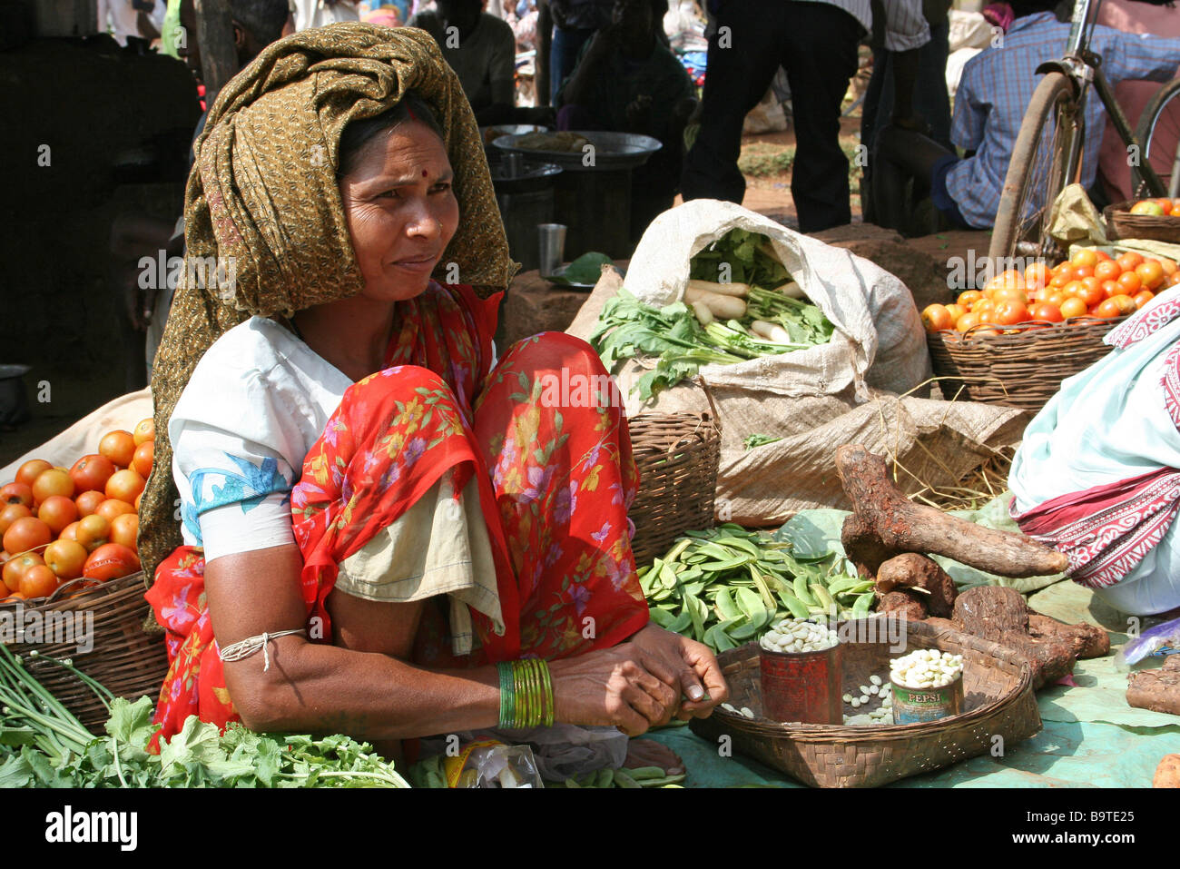 Indian Paroja Tribe Woman Selling Fruit and Vegetables on Her Market ...