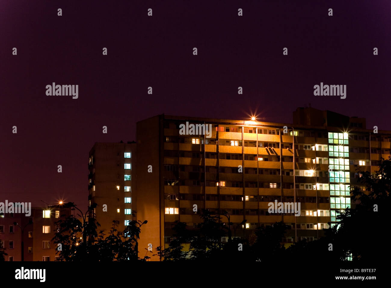 Blocks at night Stock Photo - Alamy