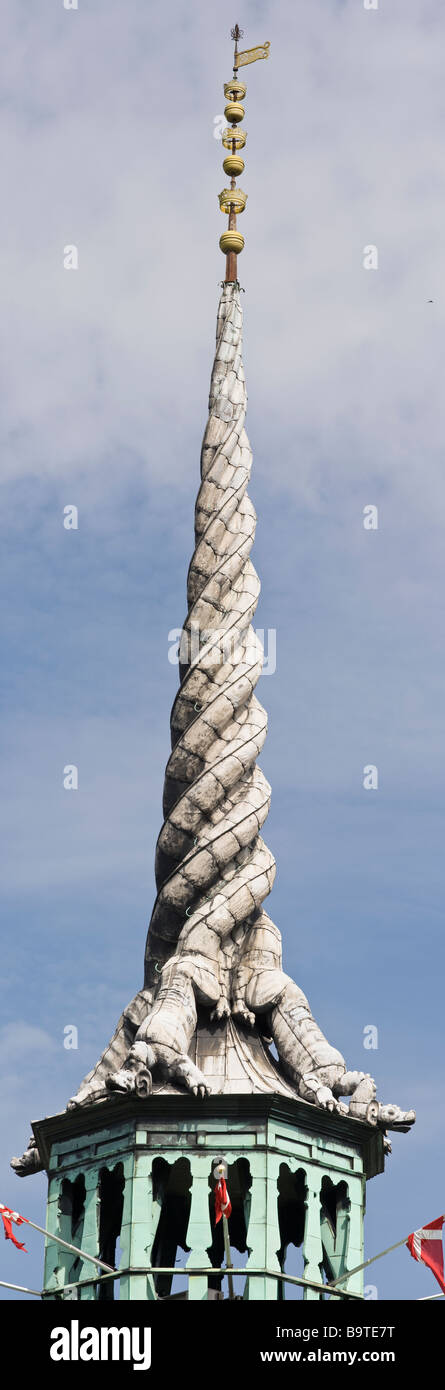Børsen Tower Dragons. Vertical panorama of the original Danish Stock ...