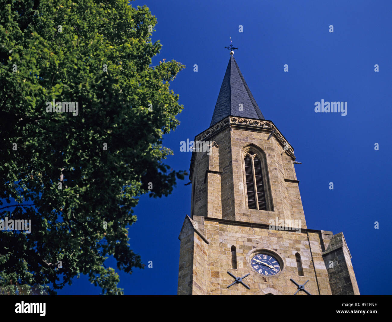 Steeple of the Sankt Clemens church at the city of Telgte Northrhine ...