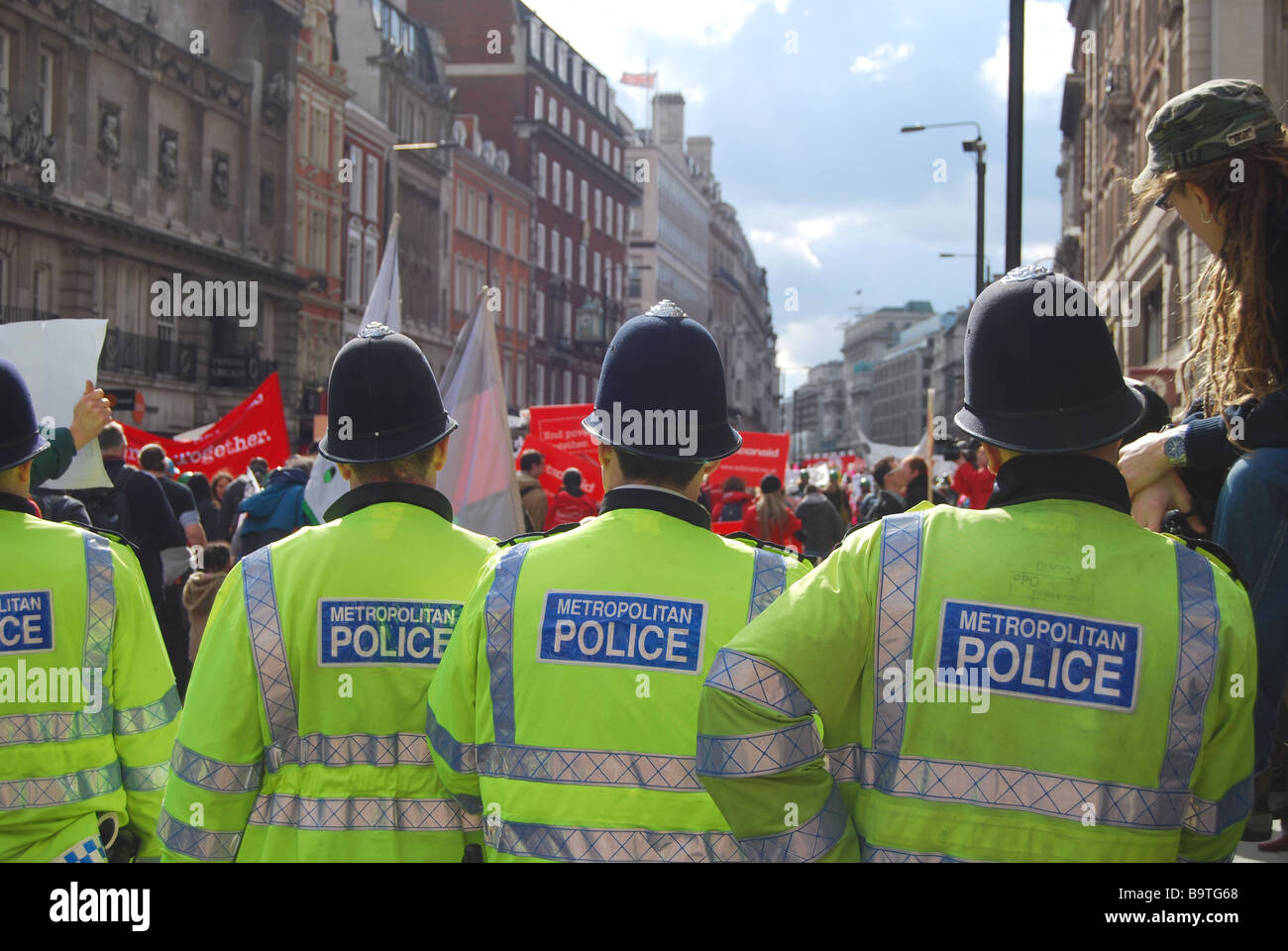 G20 Protest London 2009 banners placards Stock Photo - Alamy