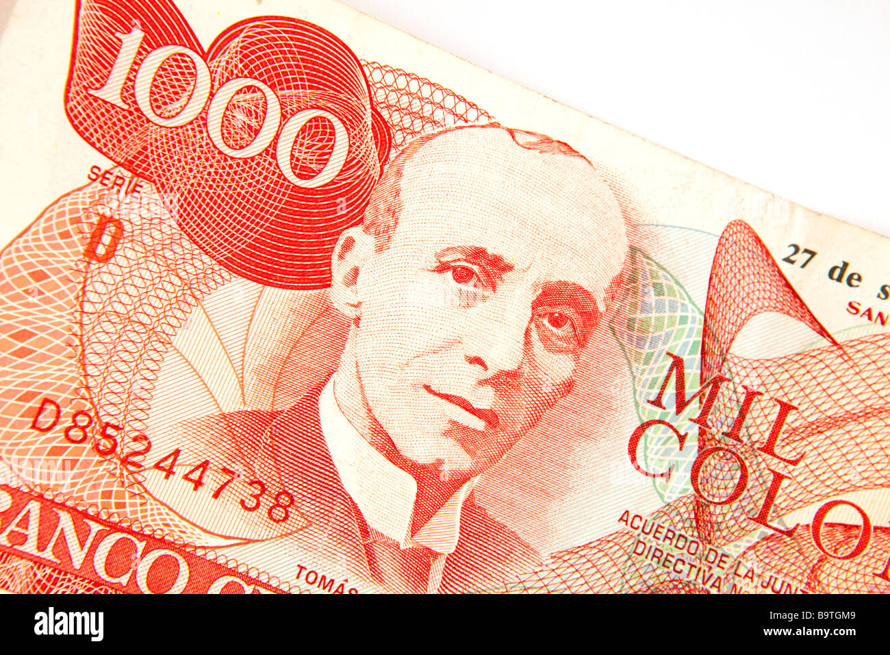 Money currency detail of 1000 Colones Costa Rican banknote Stock Photo ...