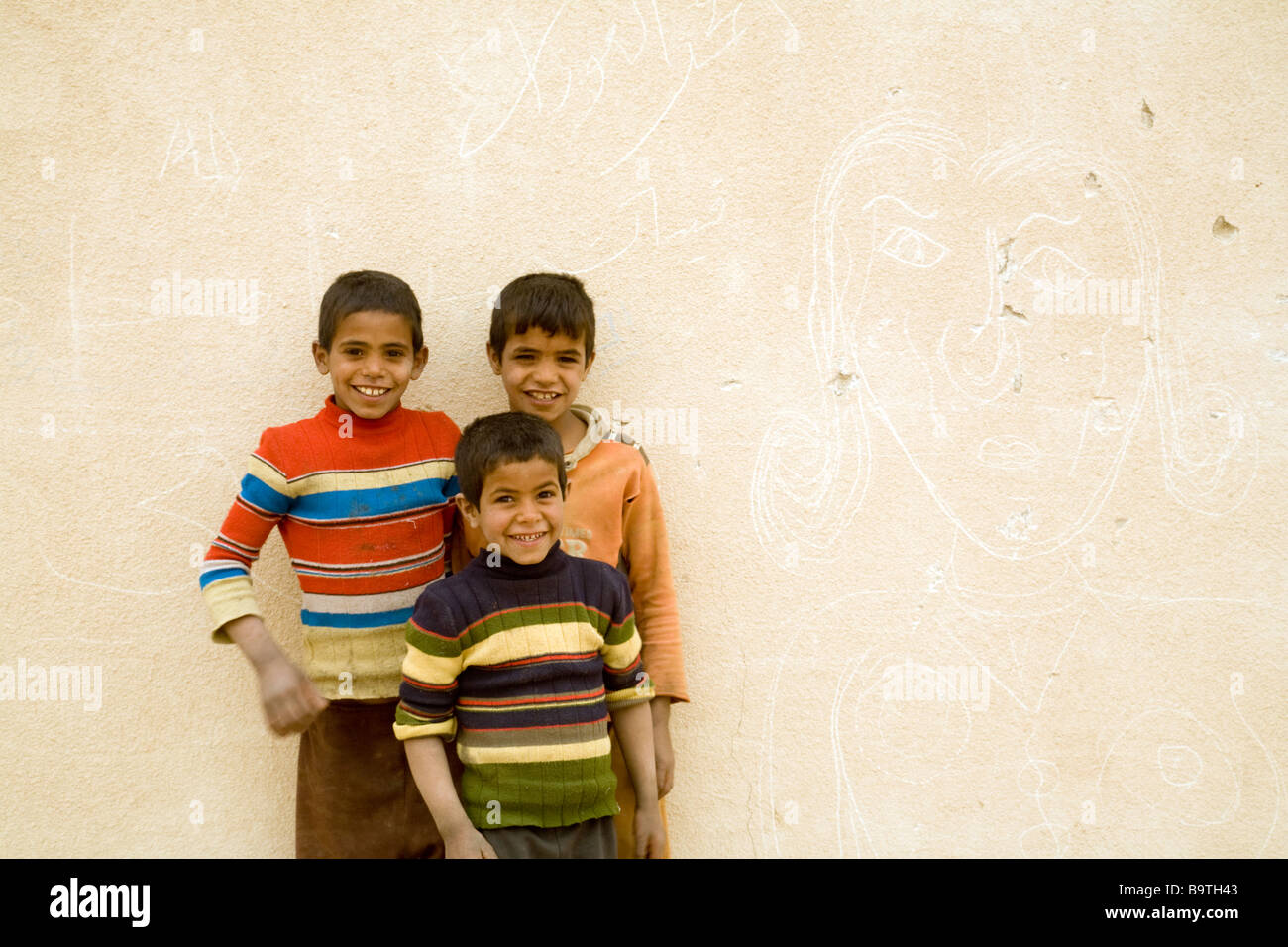 Three young jordanian arab children; Dana, Jordan, Middle East Stock ...