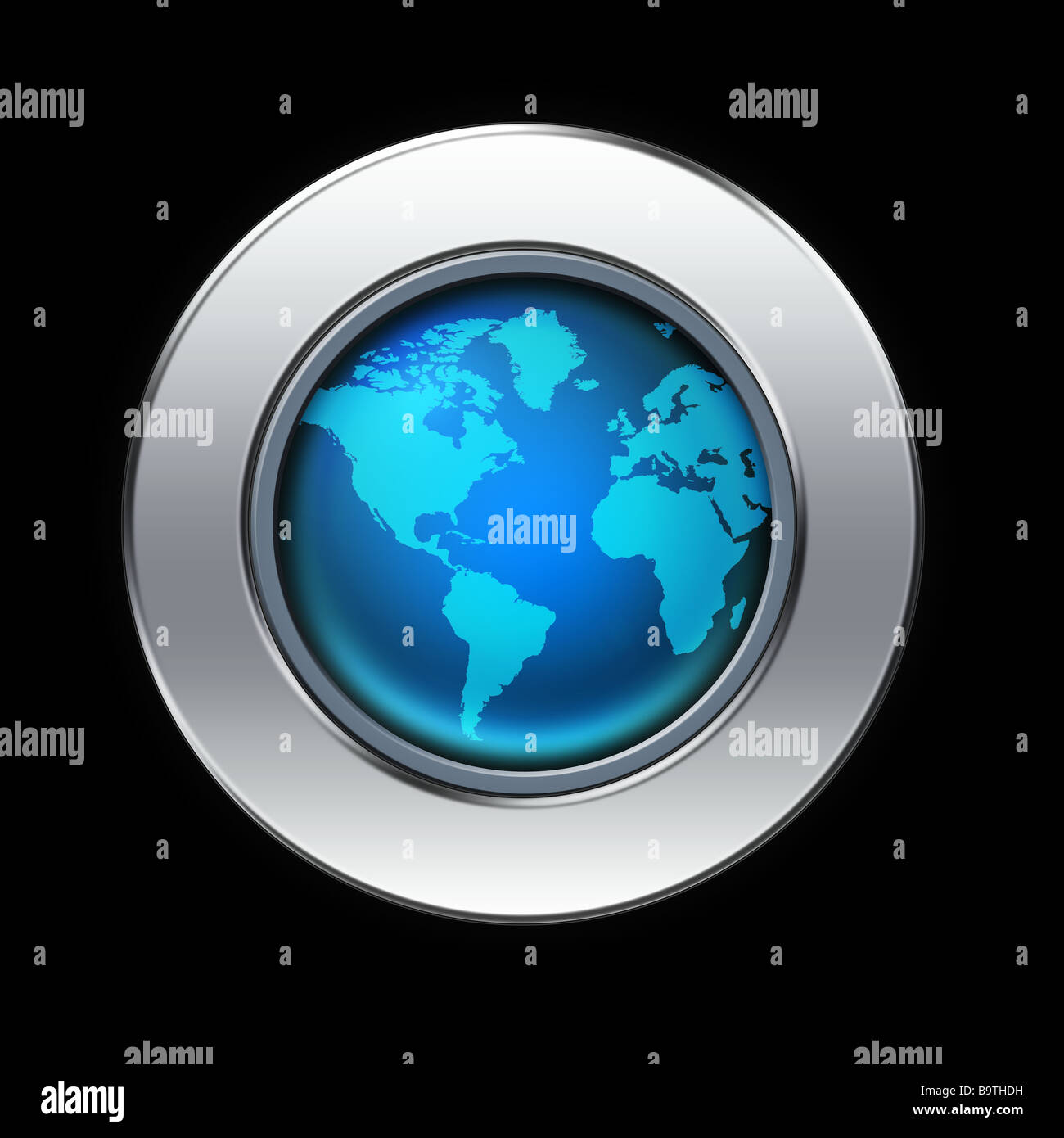 Globe world map with metal border Stock Photo - Alamy