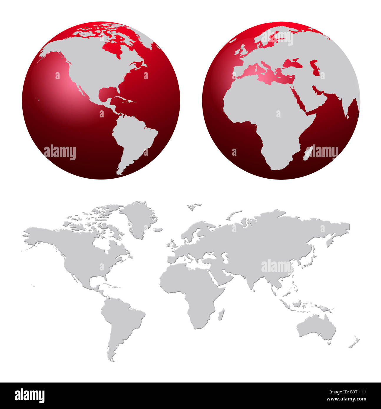 World map on red Cut Out Stock Images & Pictures - Alamy