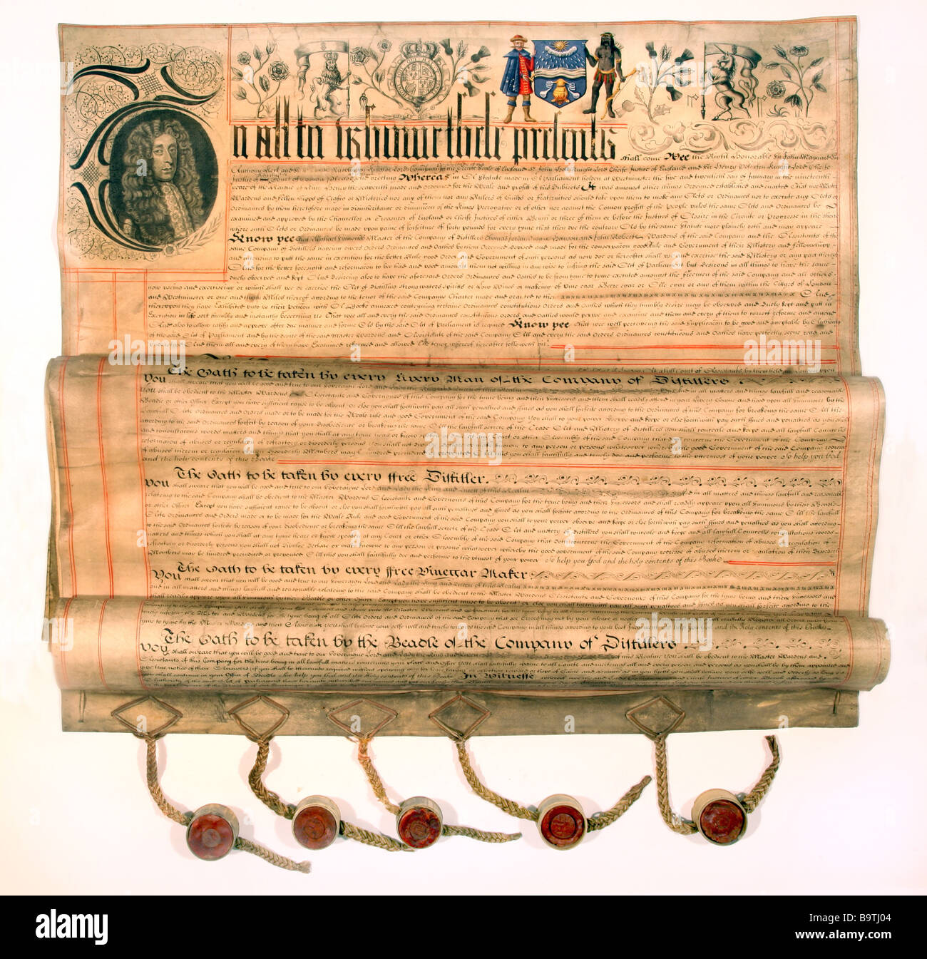 An illuminated royal charter Stock Photo - Alamy