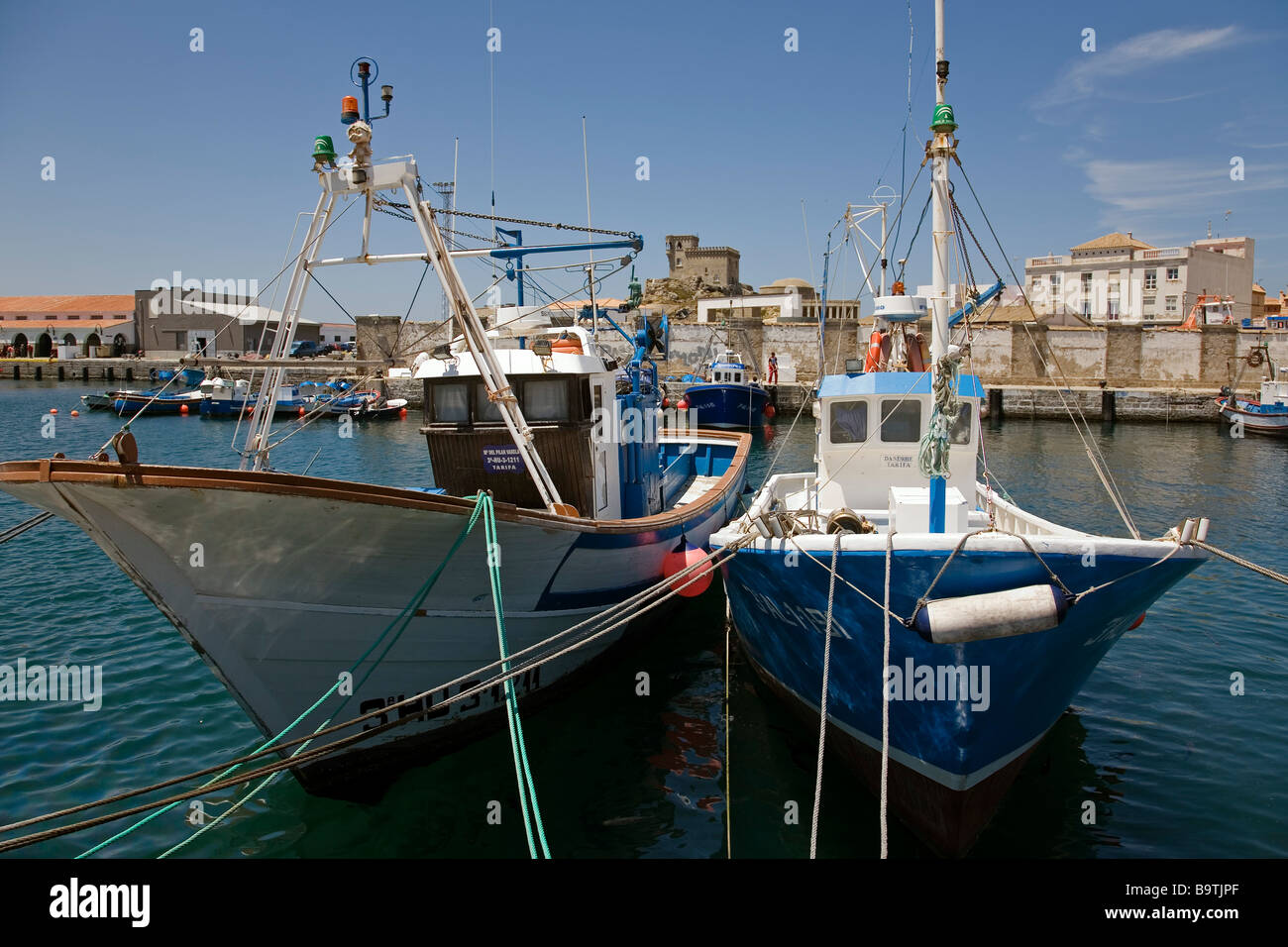 Fishing Boats in the Fishing Port of Tarifa Cadiz Andalusia Spain Stock ...