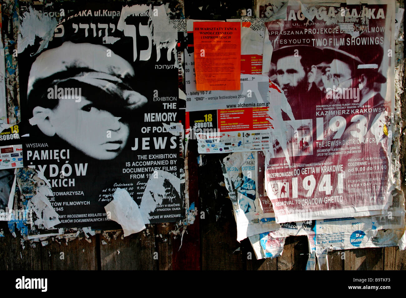 Jewish festival 2005 posters in Kazimierz, Cracow Poland Stock Photo ...