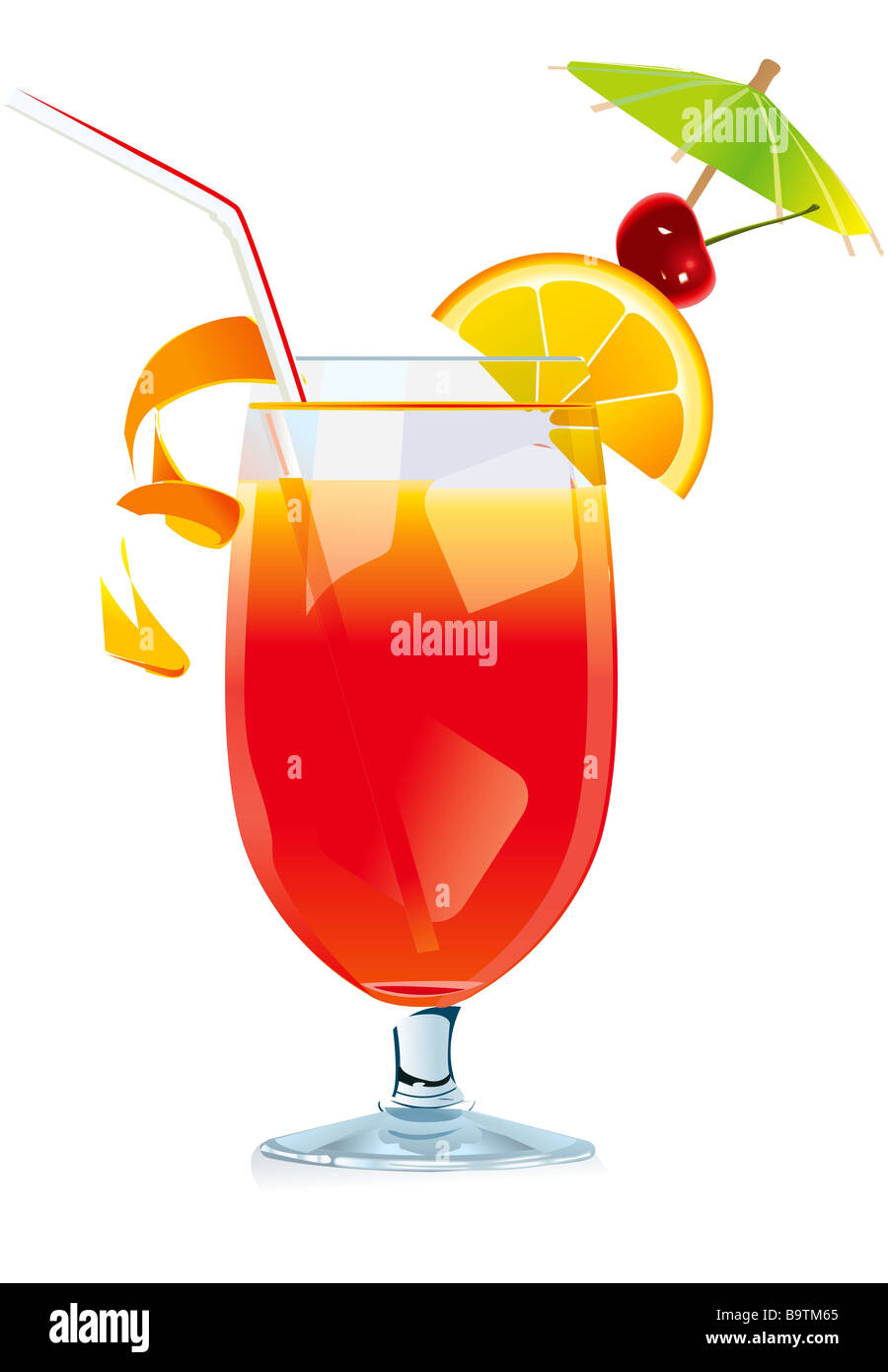 colorful illustrated cocktail punch isolated on white background Stock ...