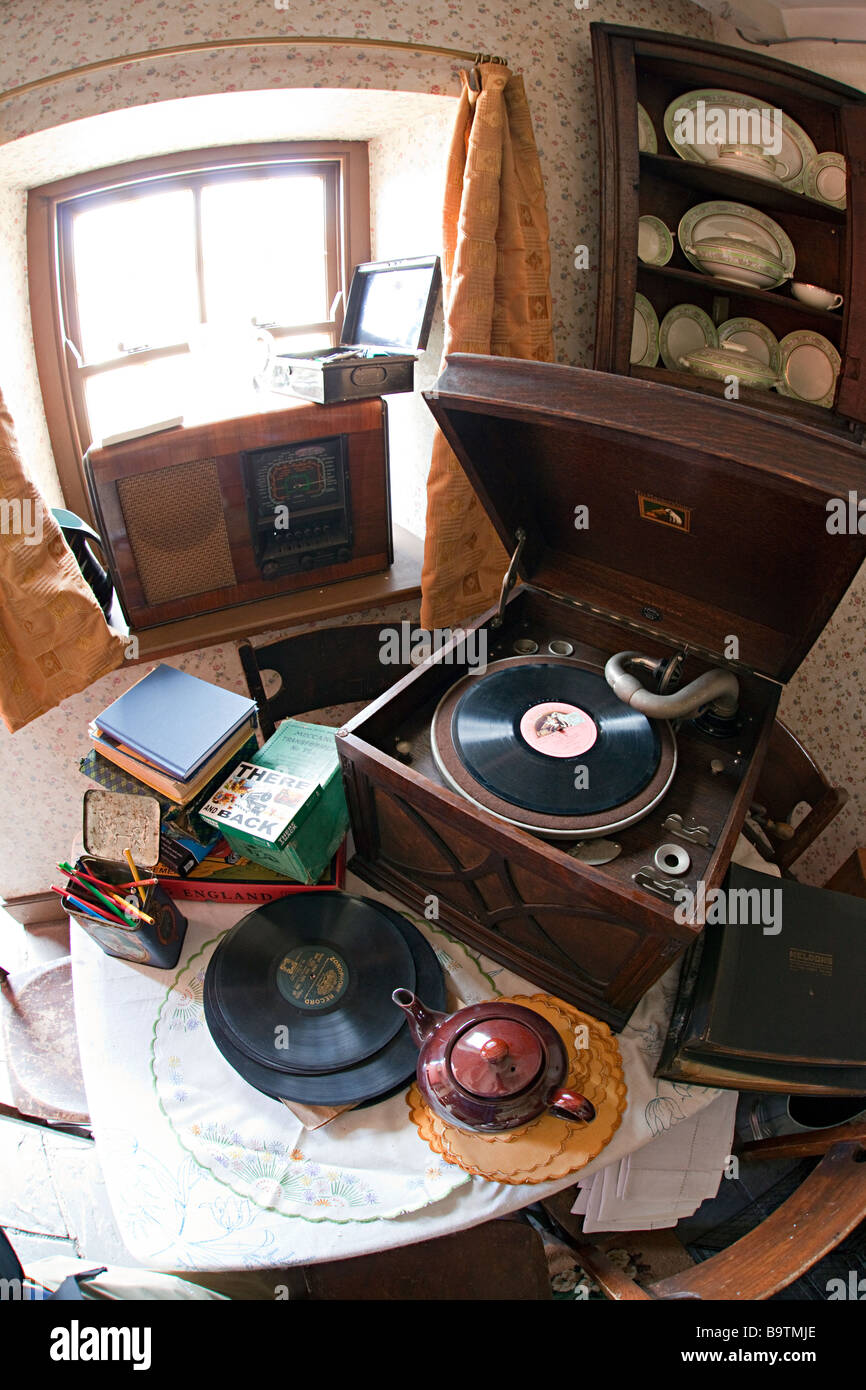 Gramophone record player on table Blaenavon ironworks Wales UK Stock ...