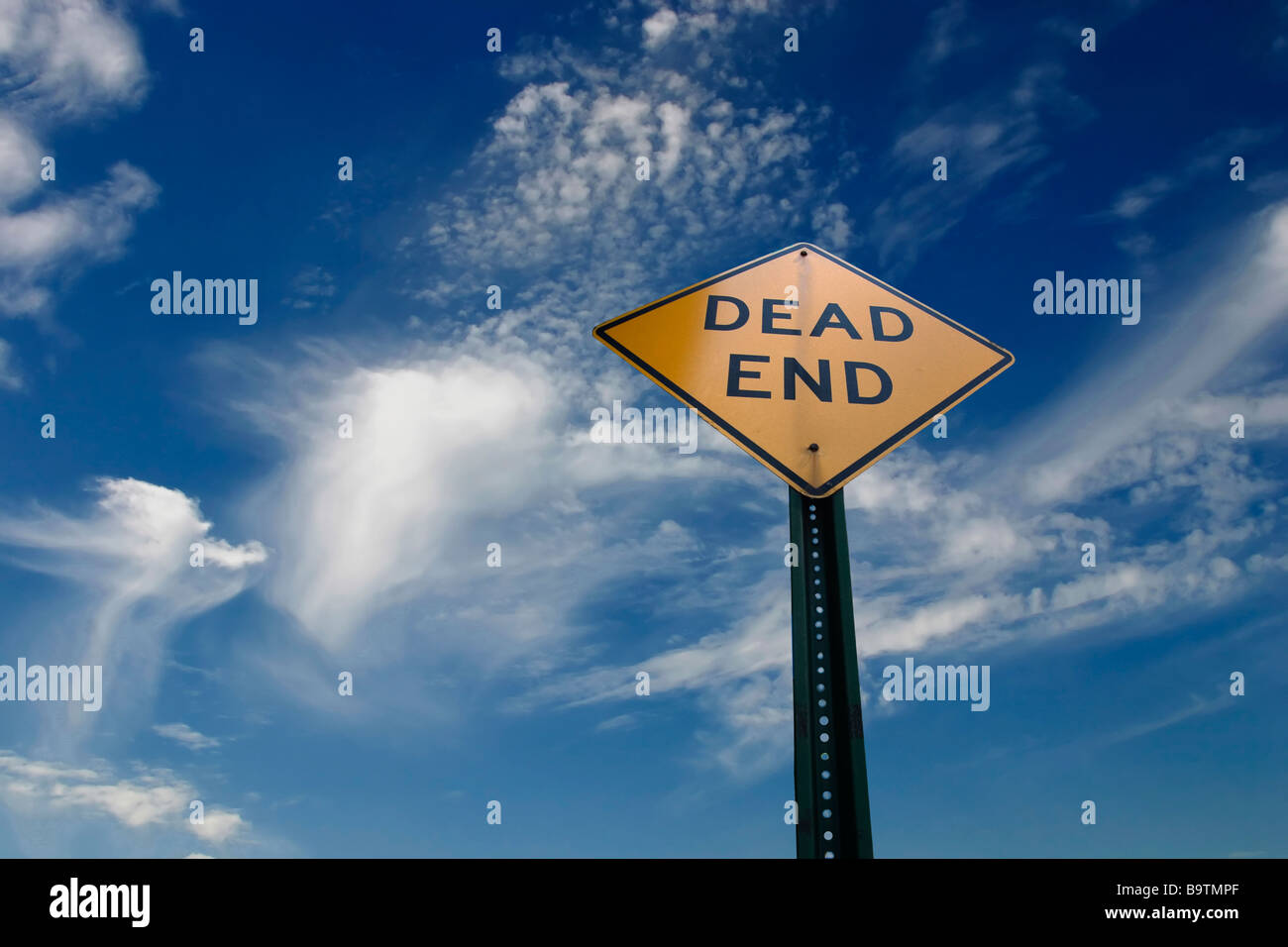 Old Dead End sign against a cloudy sky, A way to Heaven Stock Photo - Alamy