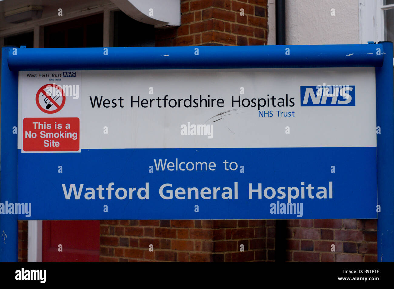 Watford General Hospital sign Stock Photo - Alamy
