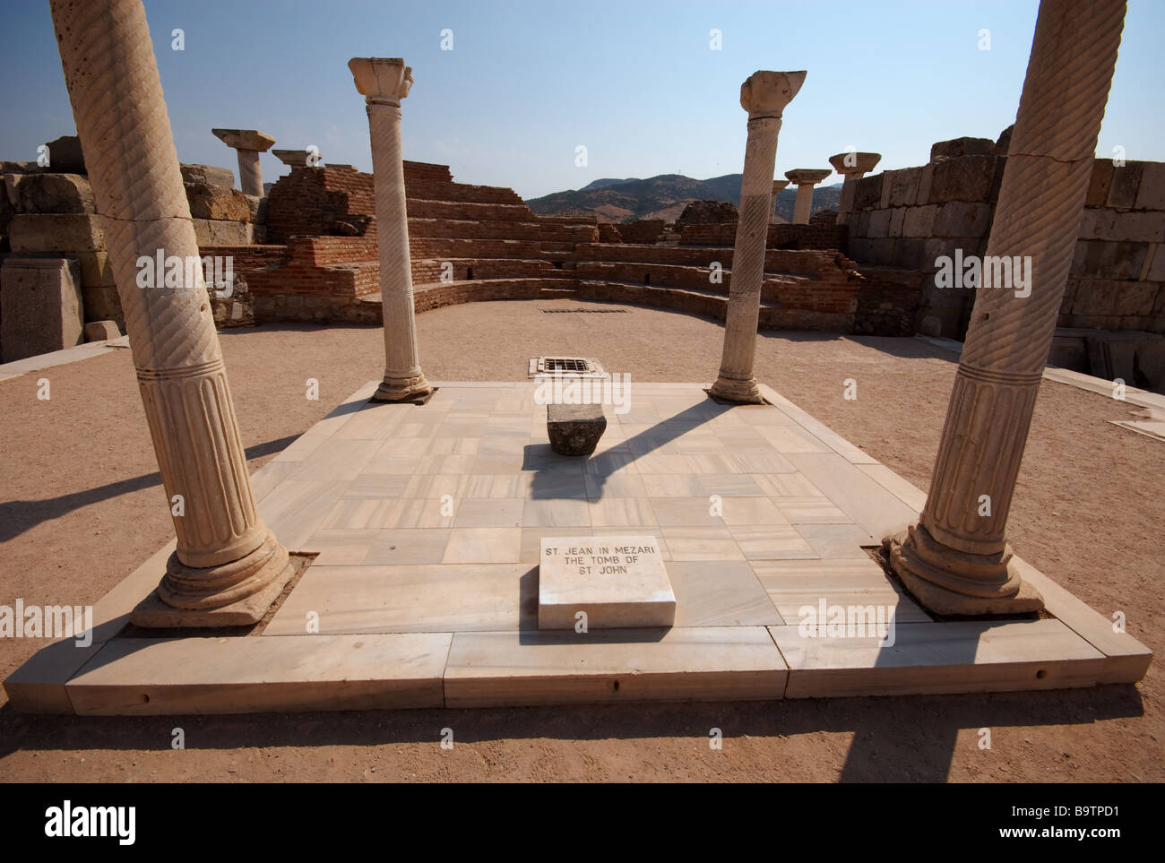 The tomb of St John the Apostle which serves as the altar of the Church ...