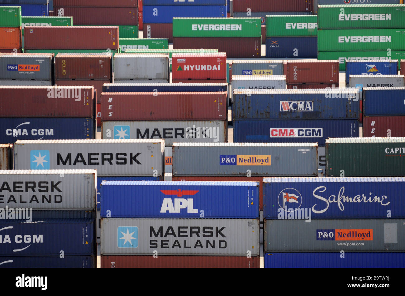 Containers and cargo at the port of Miami Florida, ready for maritime ...