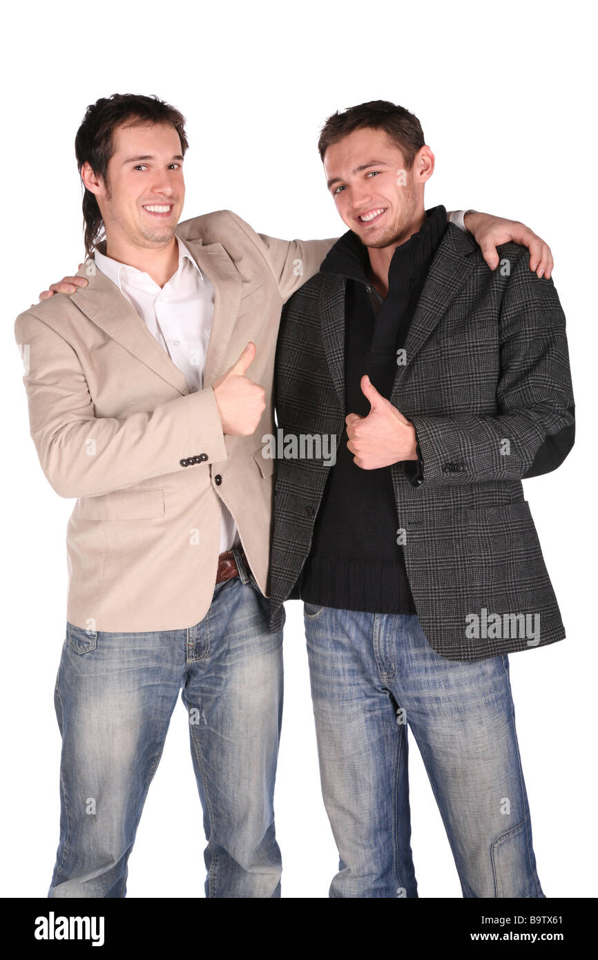 Two friends gives gesture Stock Photo - Alamy