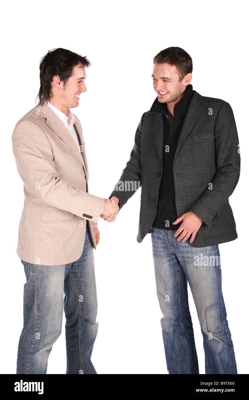 Two friends handshake Stock Photo - Alamy