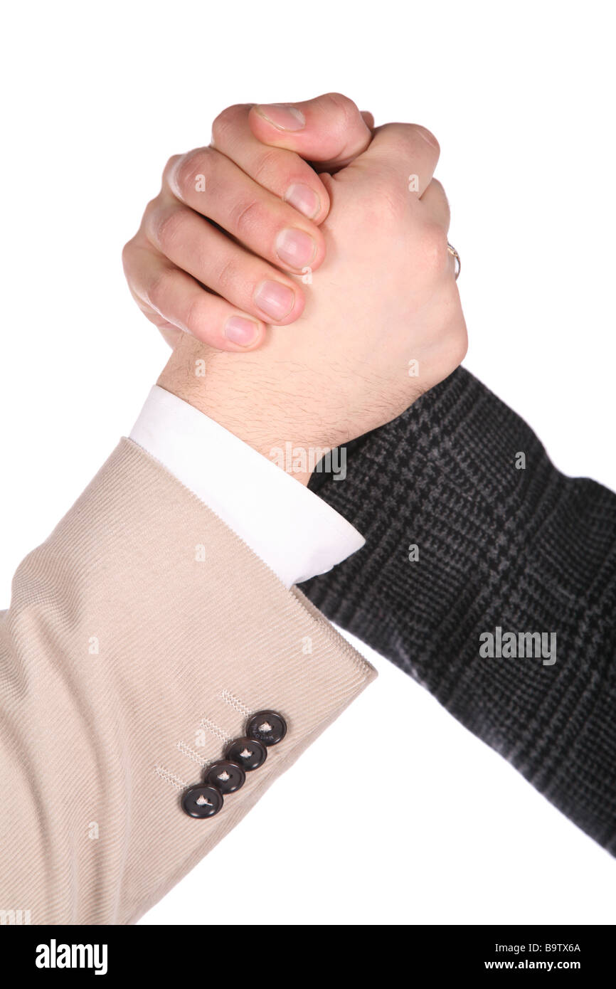 Two hands handshake Stock Photo - Alamy