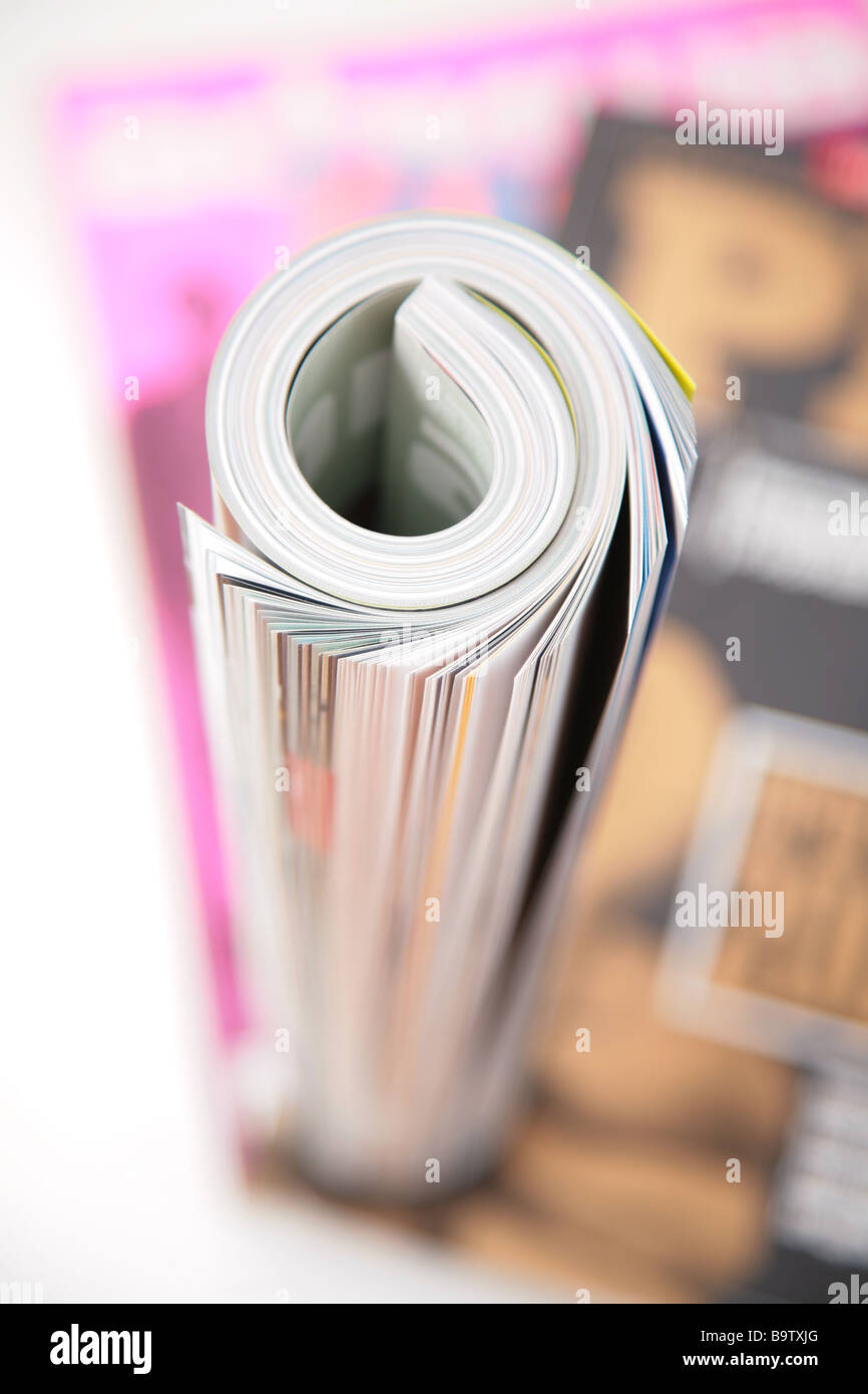 curled magazine top view Stock Photo - Alamy
