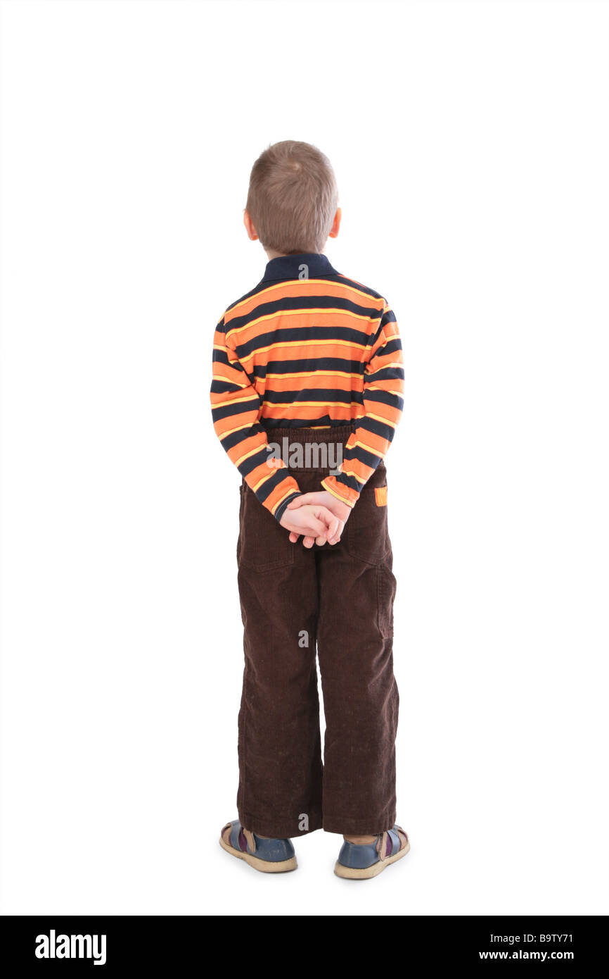 Back view little boy standing Cut Out Stock Images & Pictures - Alamy