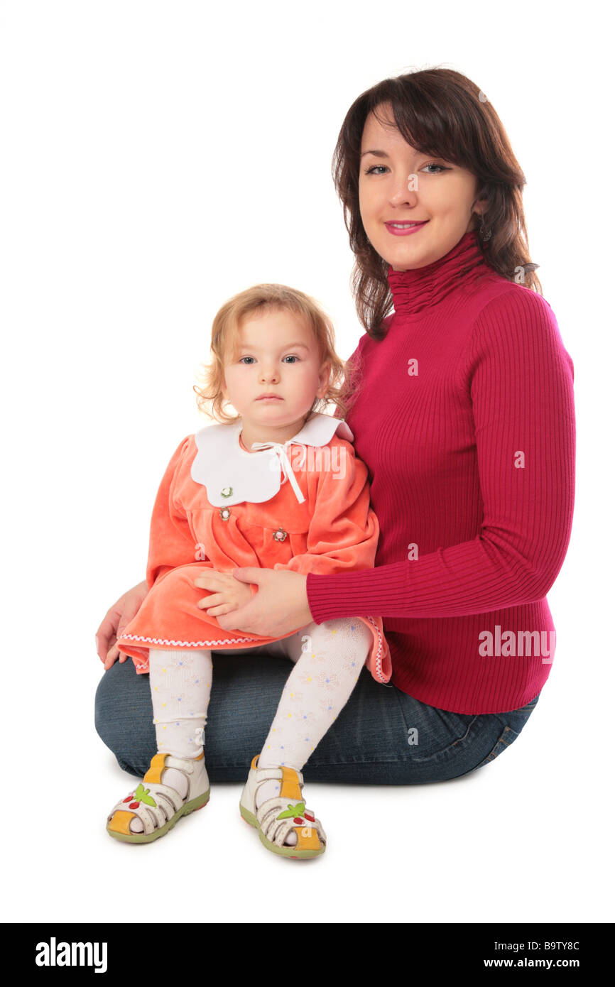 mother with baby full body isolated Stock Photo - Alamy