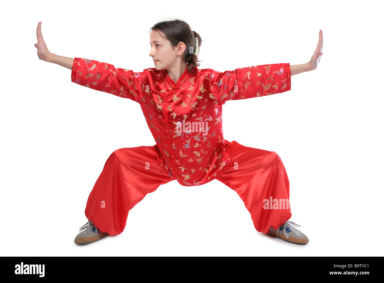 Kung fu girl low stance Stock Photo - Alamy