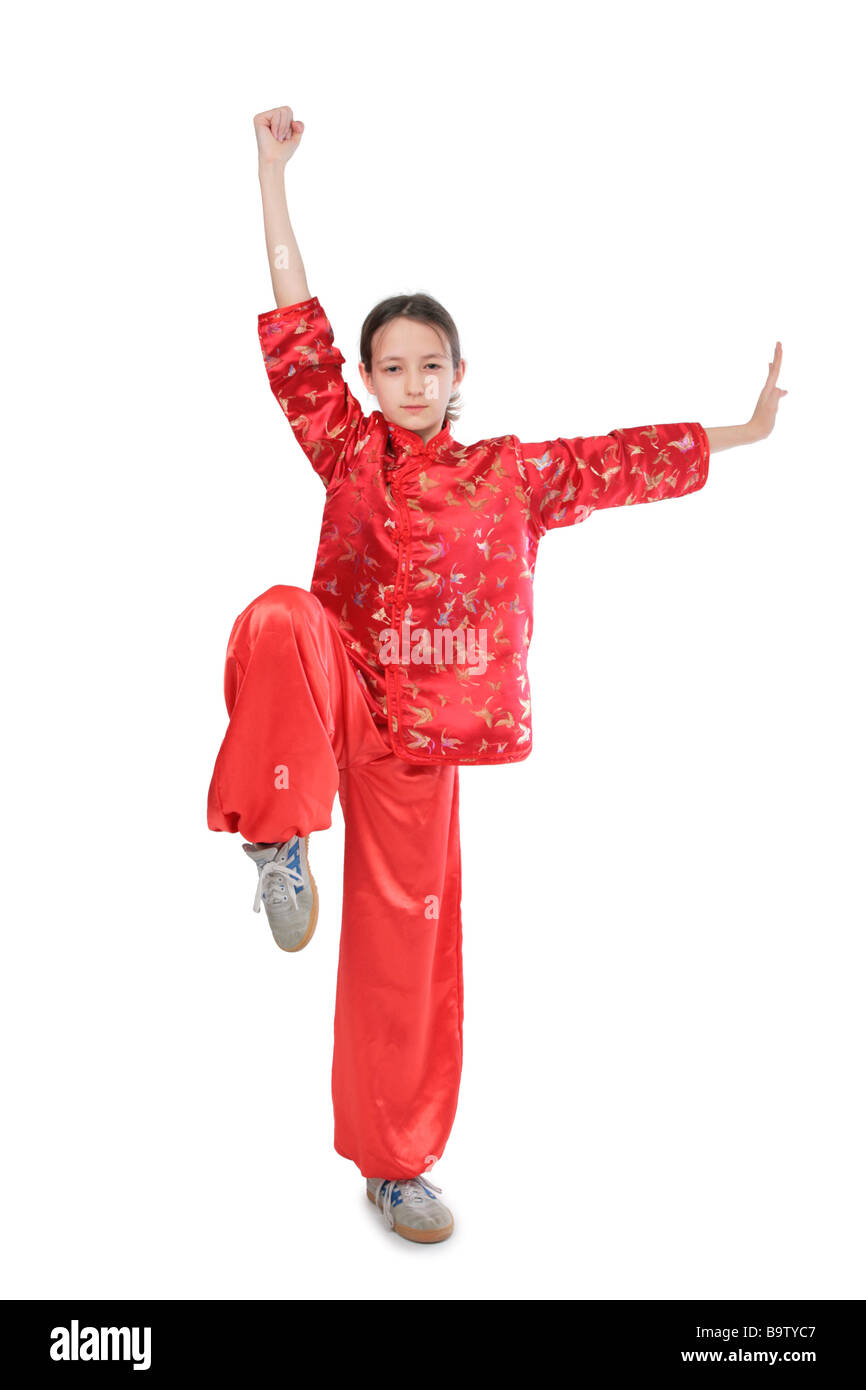 Kung fu girl high stance Stock Photo - Alamy