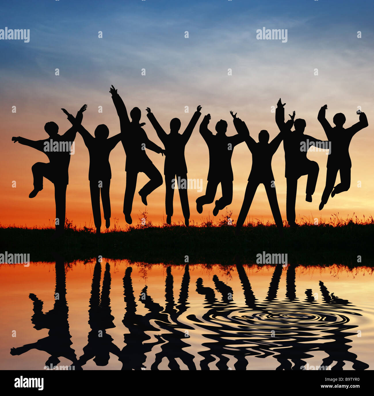 Silhouette group victory hi-res stock photography and images - Alamy