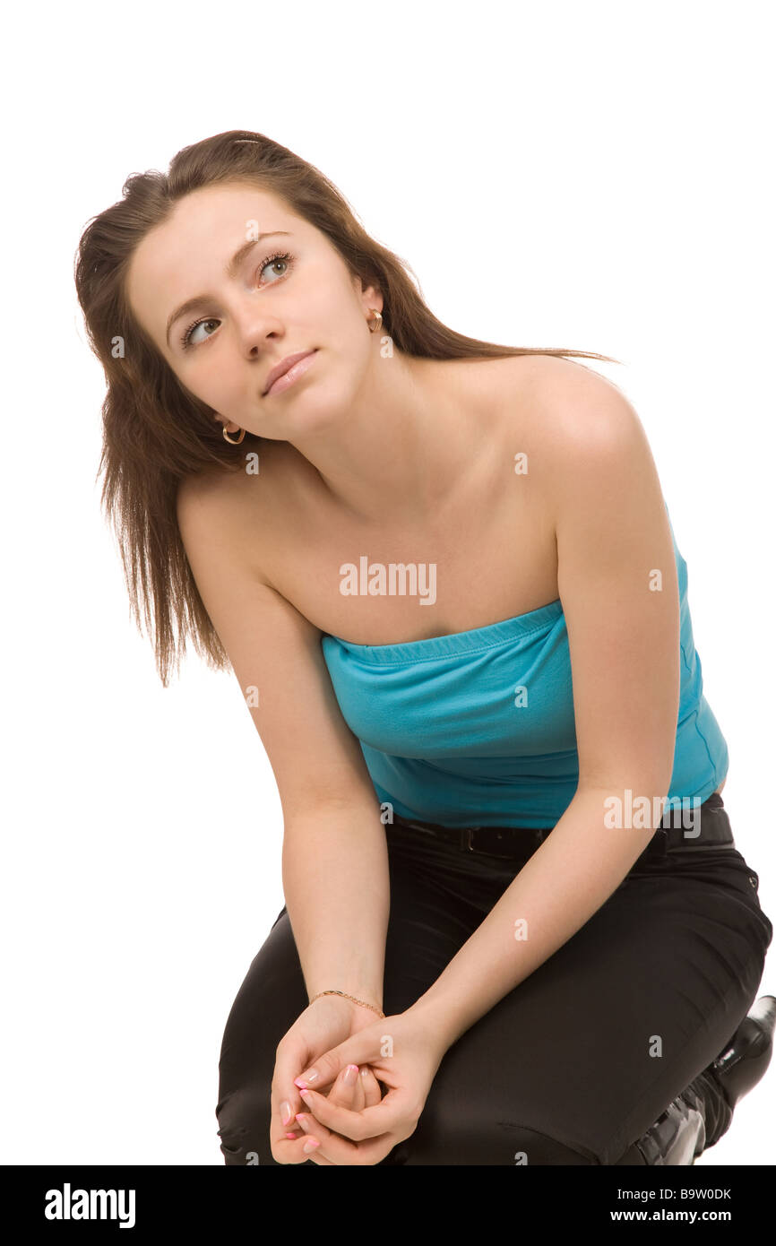 young woman isolated on a white background Stock Photo - Alamy