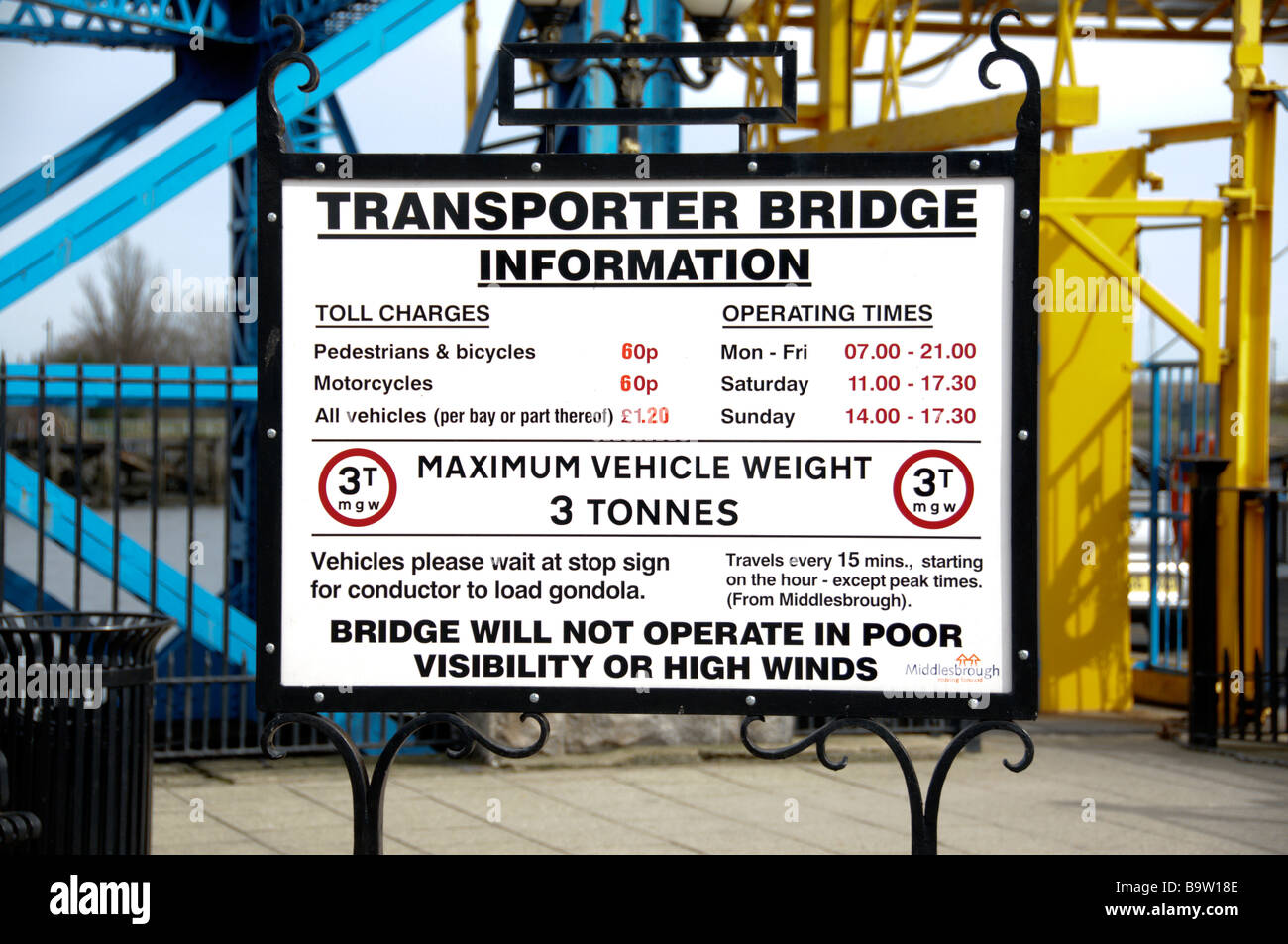 The transporter Bridge Information Sign near the Bridge in ...