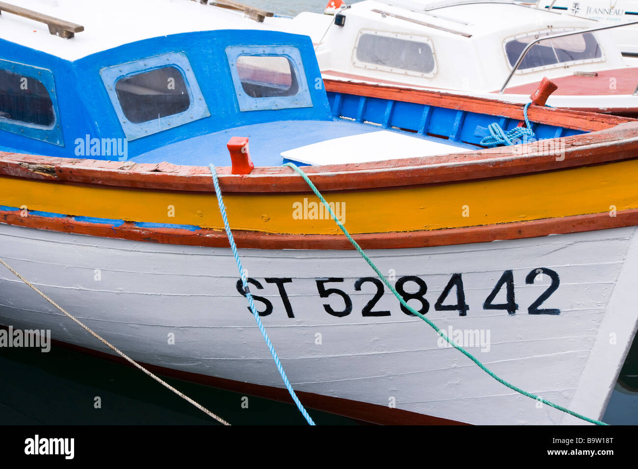 Fishing boat in blue and yellow Sete Languedoc Roussillon France Stock ...