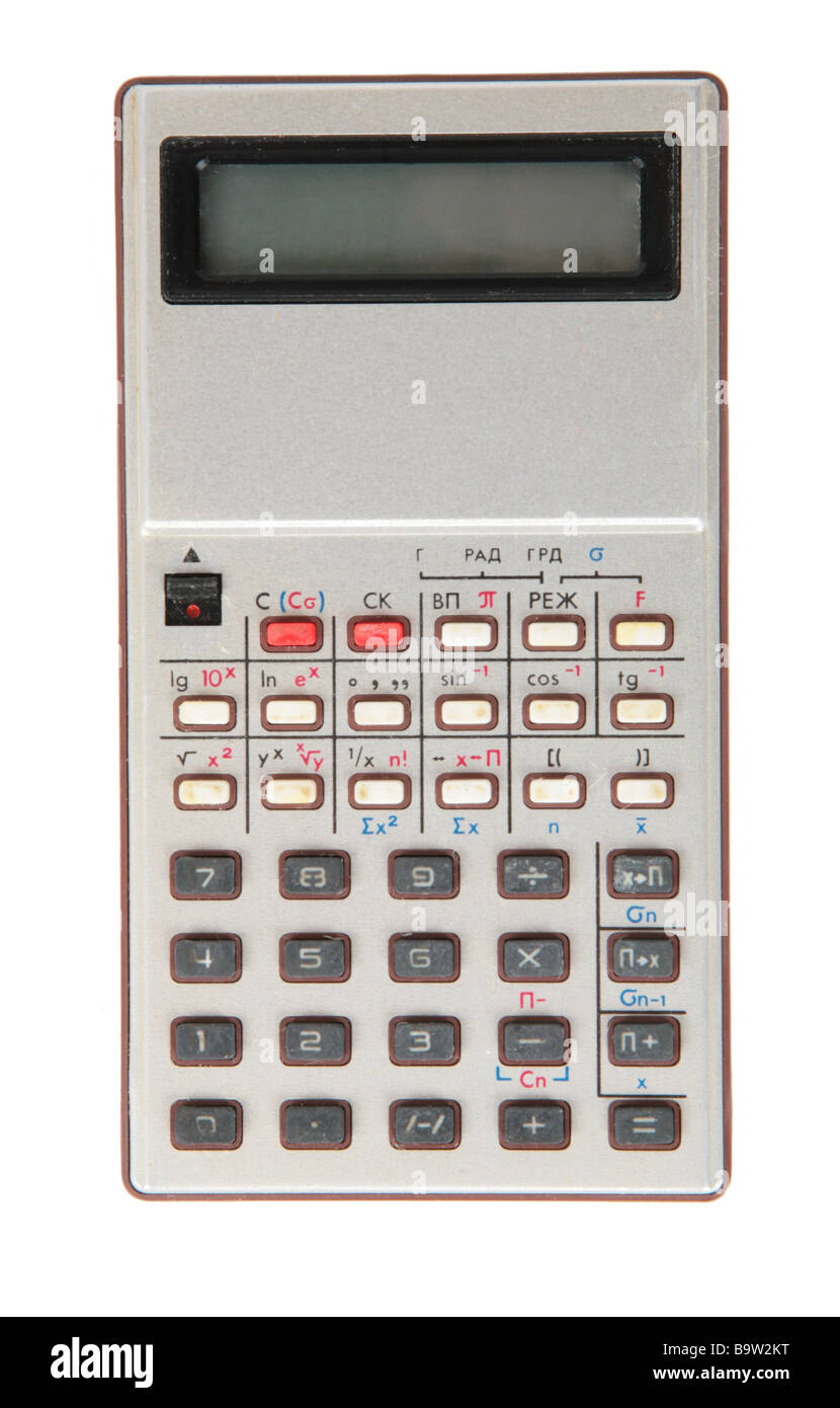 old dirty obsolete calculator Stock Photo - Alamy