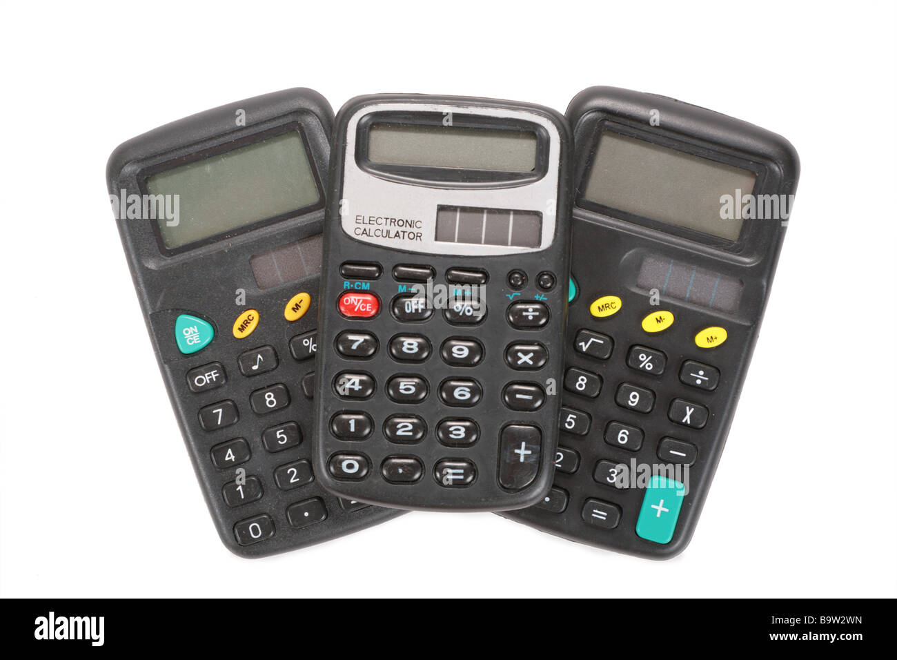 Three old vintage calculators Stock Photo - Alamy