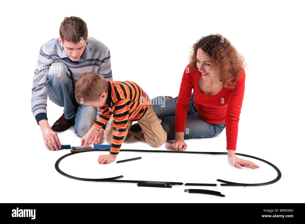 Mother holding son hand in Cut Out Stock Images & Pictures - Alamy