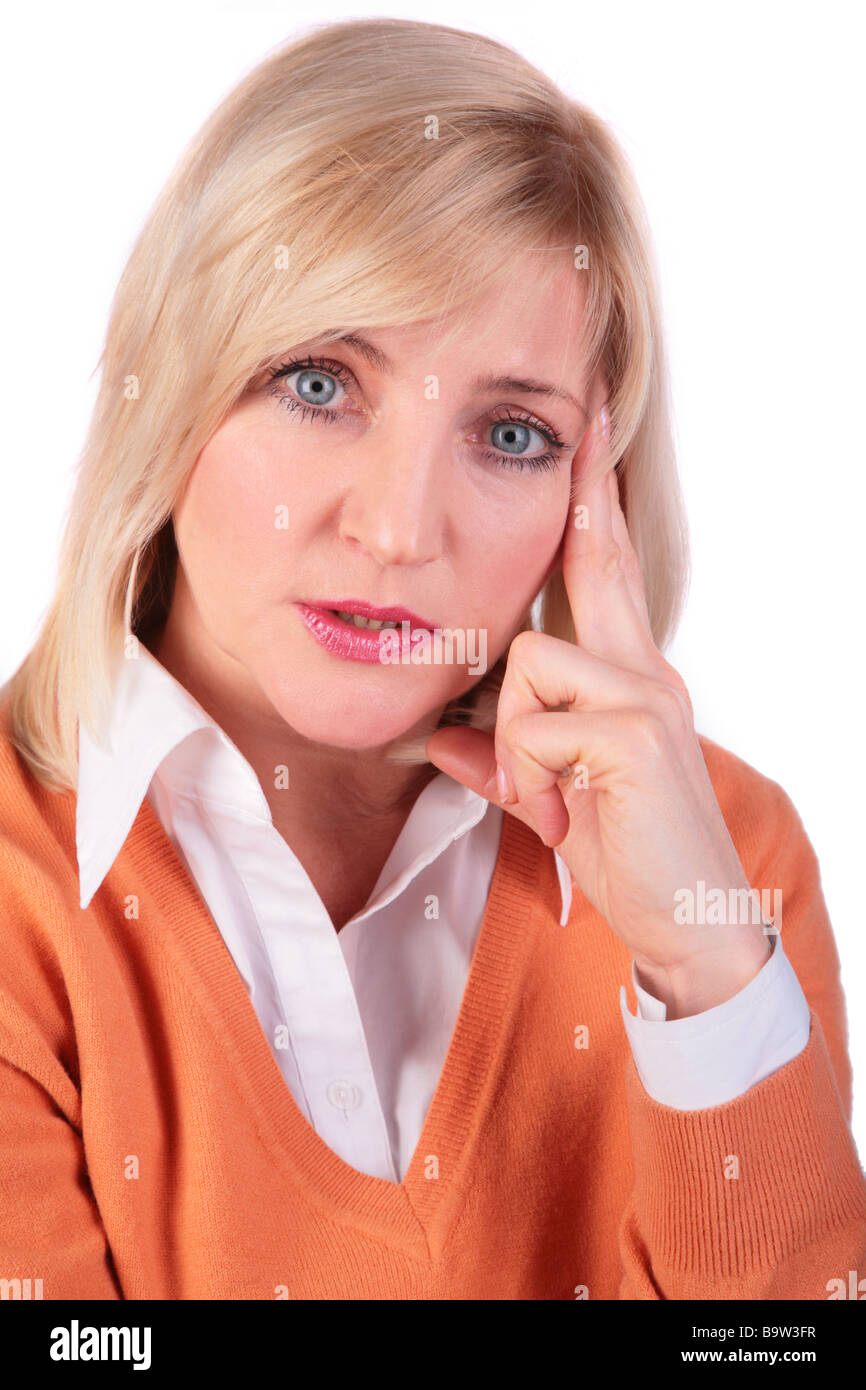 Middleaged woman face close-up 3 Stock Photo - Alamy