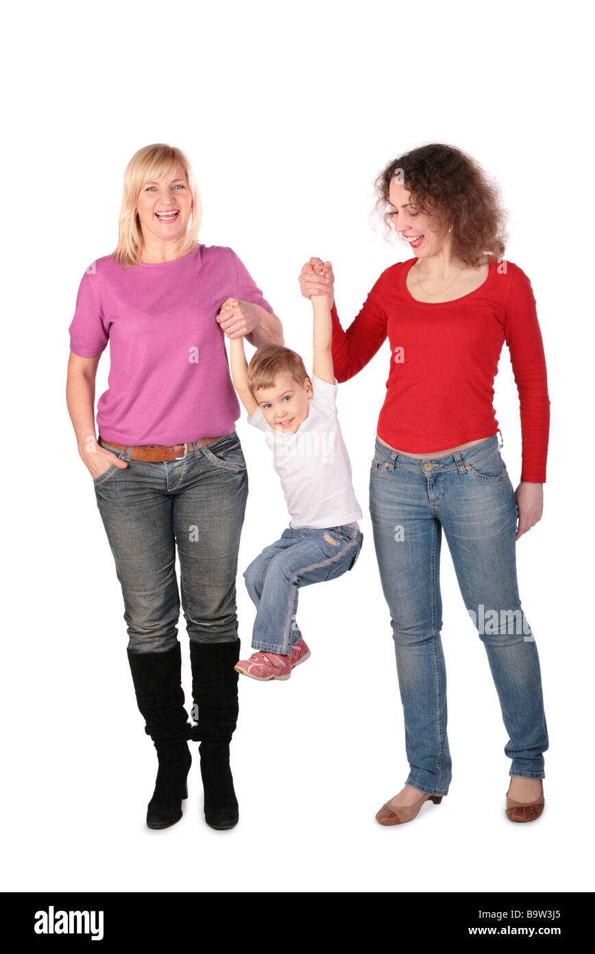 Two women and kid Stock Photo - Alamy