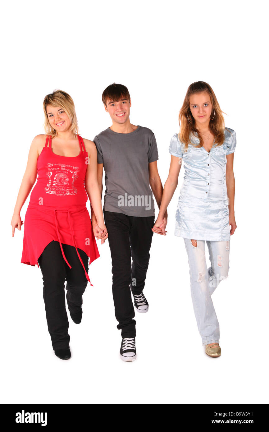 Boy and two girls steps forward Stock Photo - Alamy